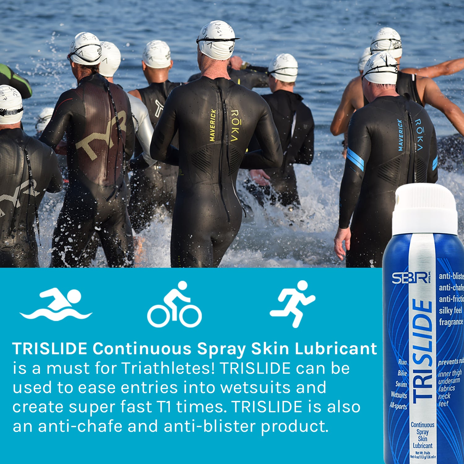TRISLIDE Anti-Chafe Continuous Spray Skin Lubricant 4oz – SBR Sports, Inc